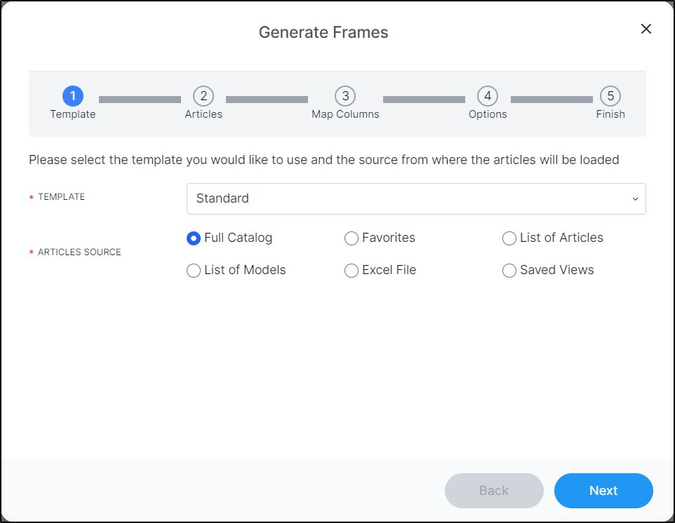 Generate frames – Standard template – Trasix Knowledge Base